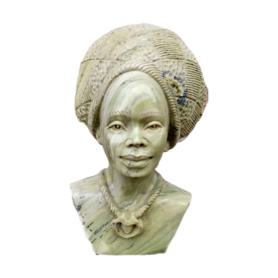 SHONA STONE SCULPTURE, Female Head Bust, Lady Bust Statue, Butter Jade ...