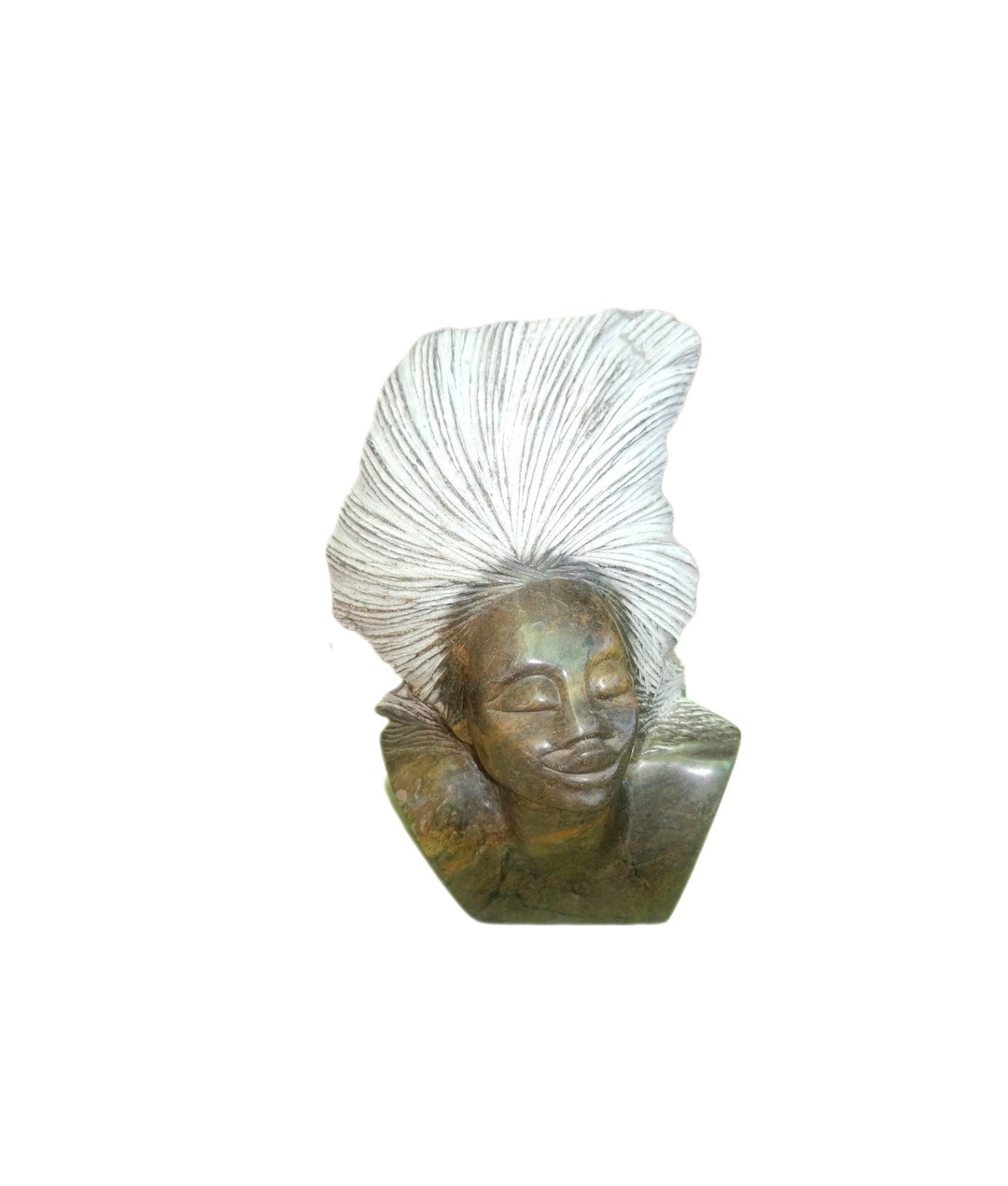 SHONA STONE SCULPTURE, Lady Bust Statue, Female Head Bust, Verdite ...