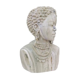 SHONA STONE SCULPTURE, Lady Bust Statue, Female Head Bust, Butter Jade ...