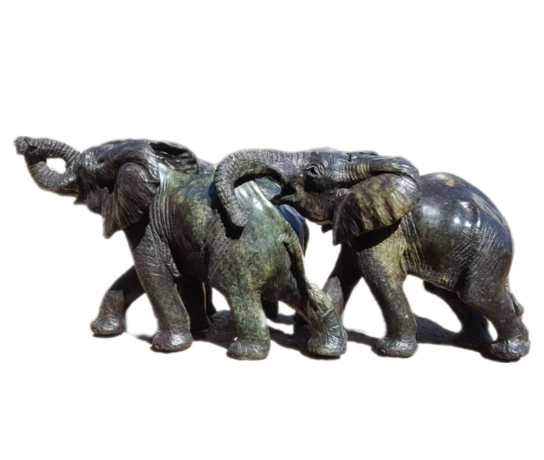 ELEPHANT STONE SCULPTURE , Serpentine Stone , Zimbabwean Art, Wildlife ...