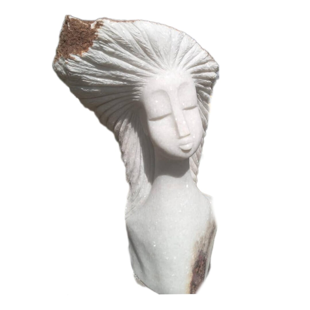 SHONA STONE SCULPTURE, Lady Bust Statue, Female Head Bust, Dolomite ...