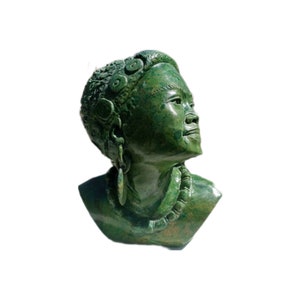 SHONA STONE SCULPTURE, Verdite Stone, Female Head Bust, Lady Statue ...