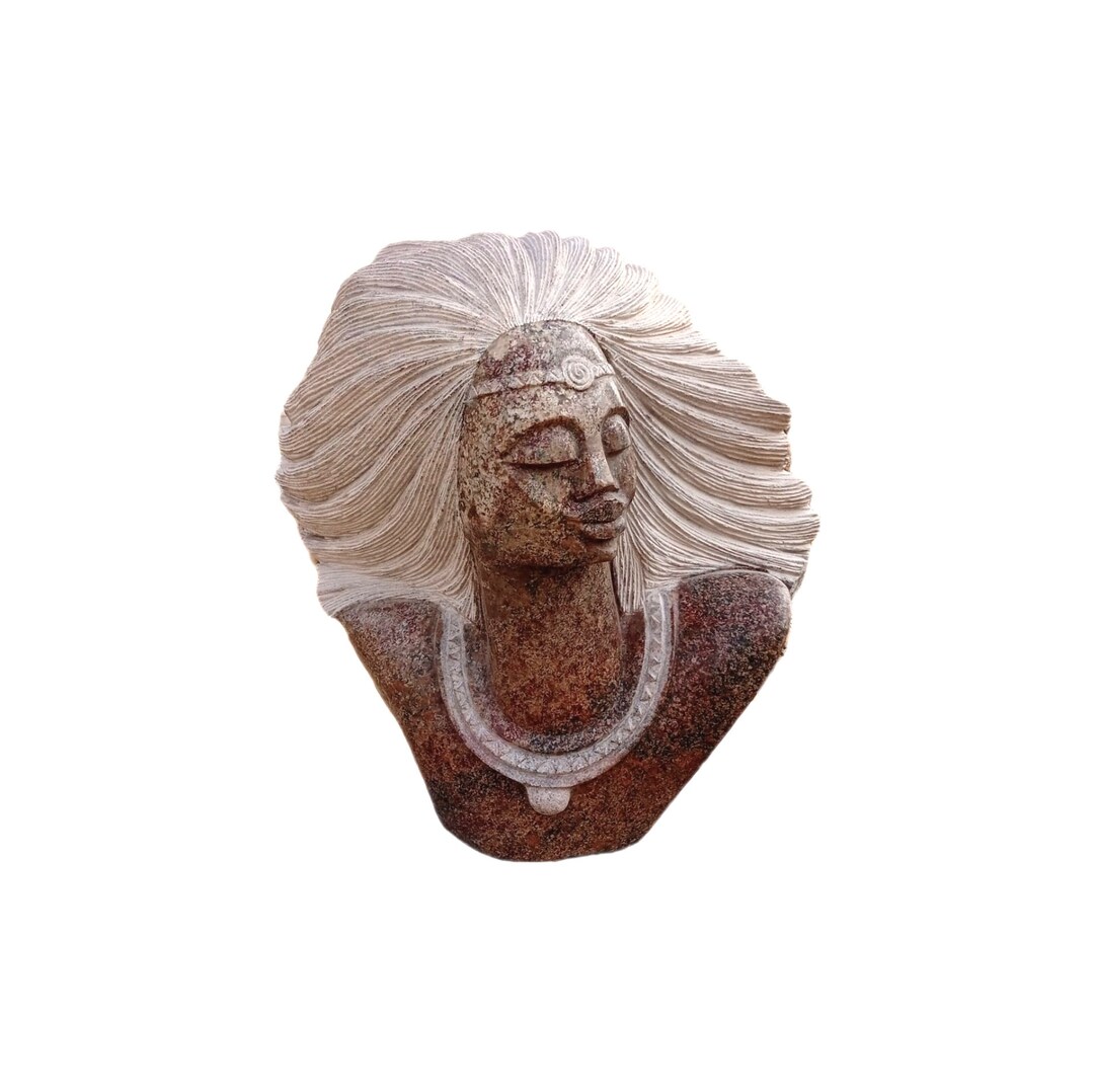 SHONA STONE SCULPTURE, Lady Bust Statue, Female Head Bust, Granite ...