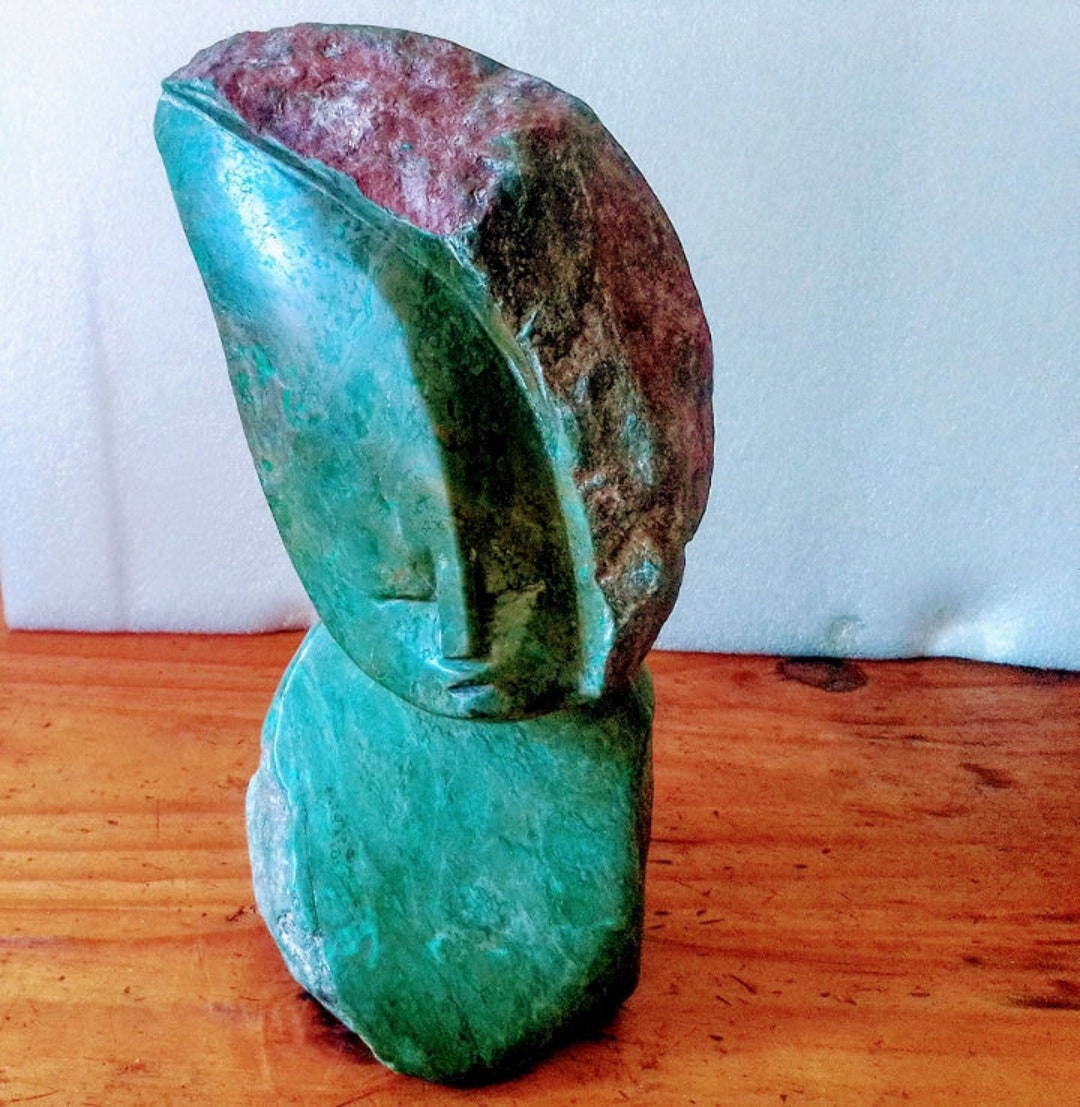 GREEN SERPENTINE STATUE Abstract African Statue, Shona Sculpture Statue ...