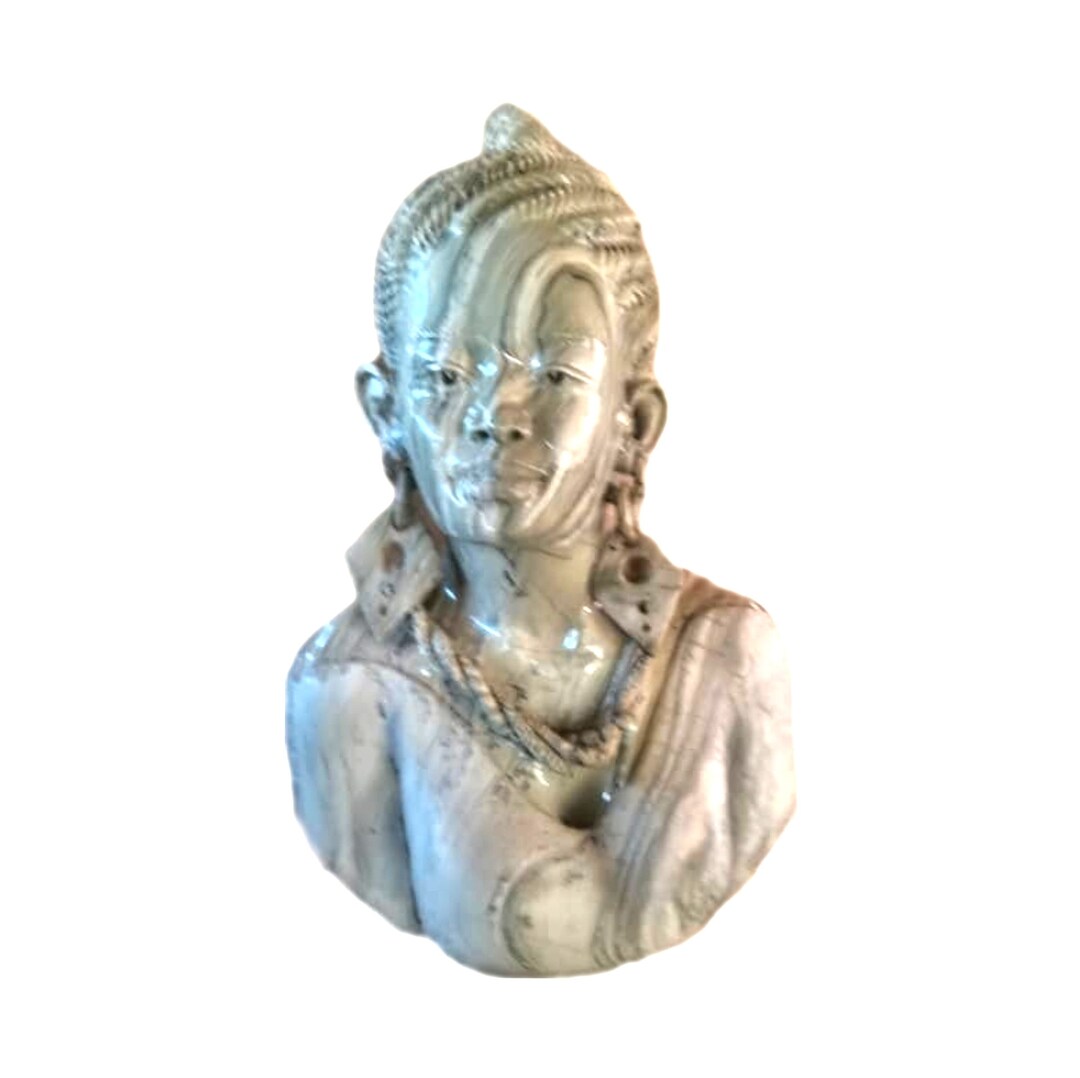 SHONA STONE SCULPTURE, Lady Bust Statue, Female Head Bust, Butter Jade Stone, Home Decor Statue ...