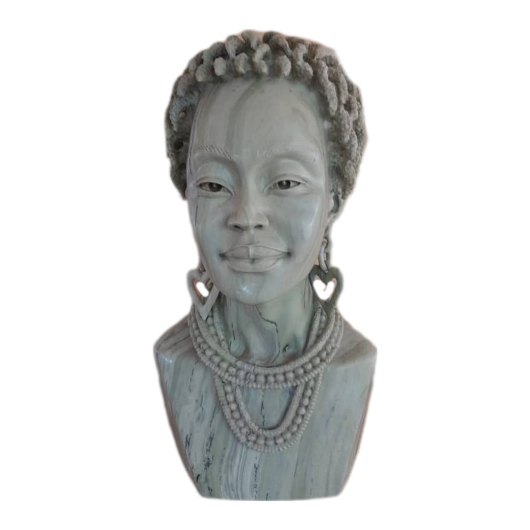 SHONA STONE SCULPTURE, Lady Bust Statue, Female Head Bust, Butter Jade ...