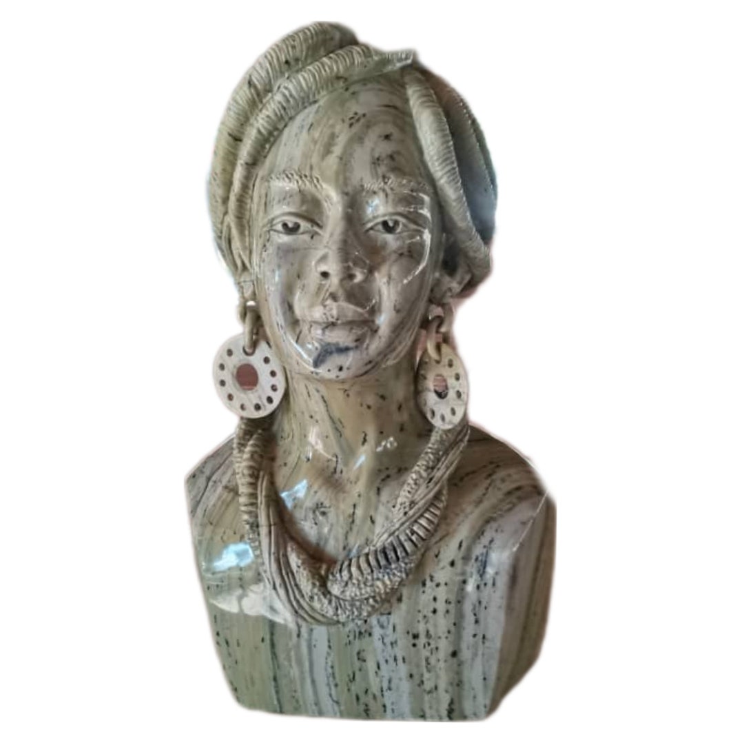 SHONA STONE SCULPTURE, Lady Bust Statue, Female Head Bust, Butter Jade ...