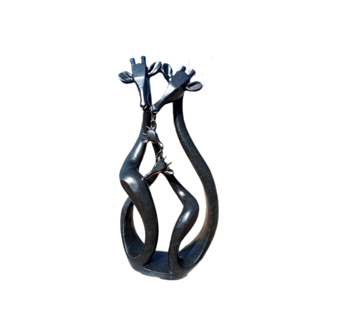 AFRICAN ABSTRACT STATUE, Shona Sculpture Statue, Giraffe Family, Home ...