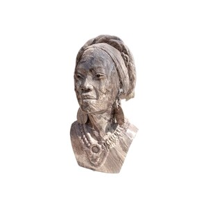 SHONA STONE SCULPTURE, Lady Bust Statue, Female Head Bust, Butter Jade ...