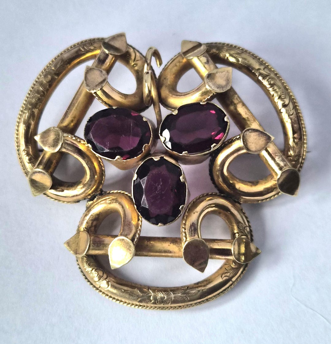 Antique Victorian Large Pinchbeck Paste Stones Brooch - Etsy