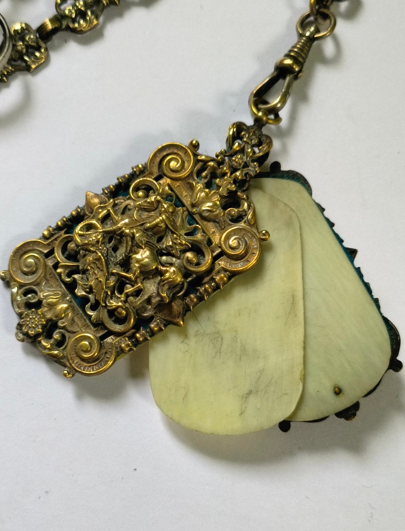 Antique Victorian Silver Plated Chelaine With 7 Attachments Including ...