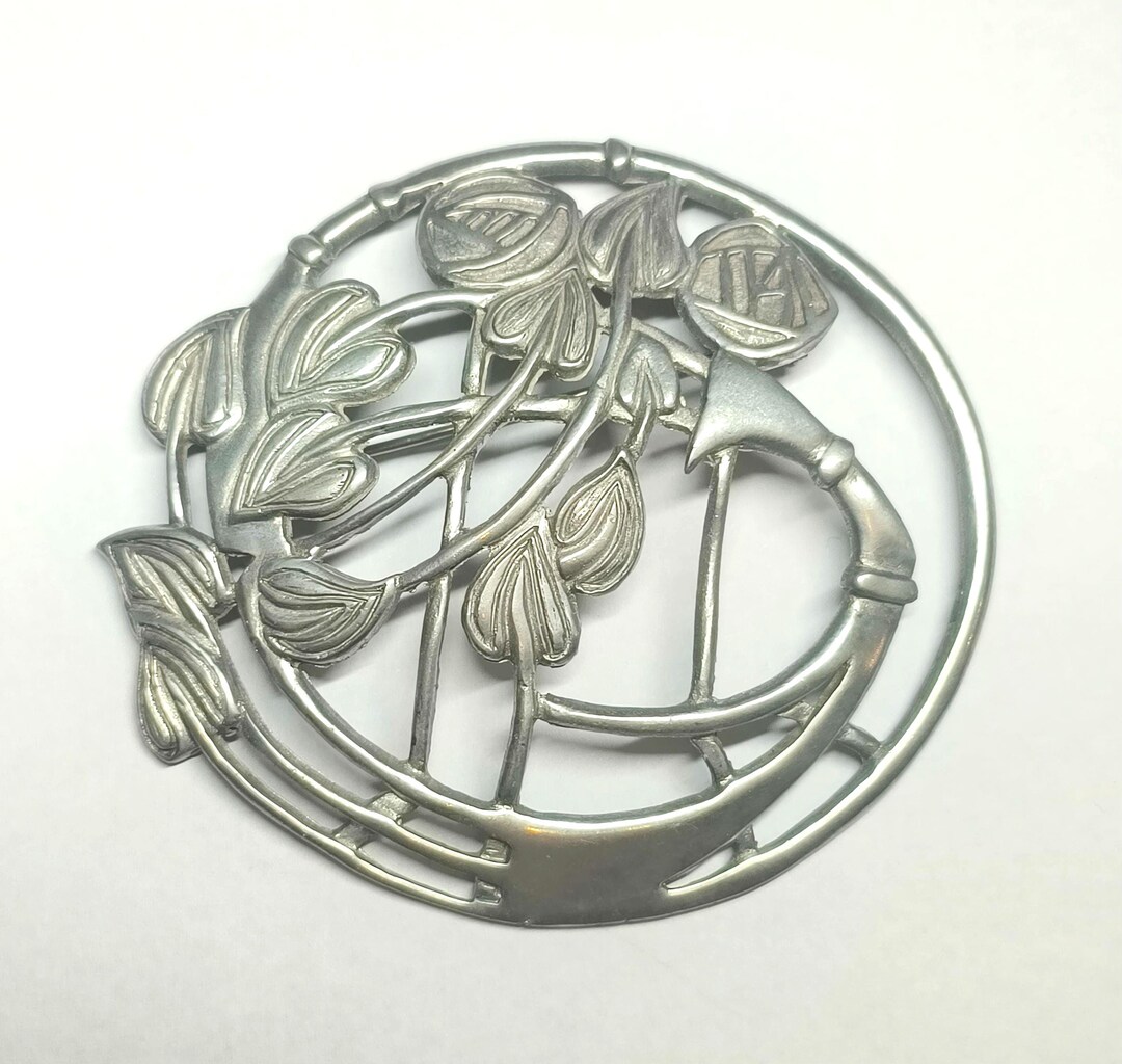 Vintage Signed Ortak Scotland Art Nouveau Style Pewter Brooch - Etsy UK
