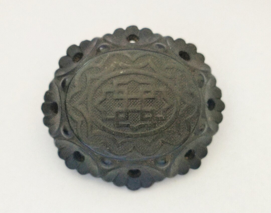 Antique Victorian Whitby Jet Mourning Brooch - Etsy