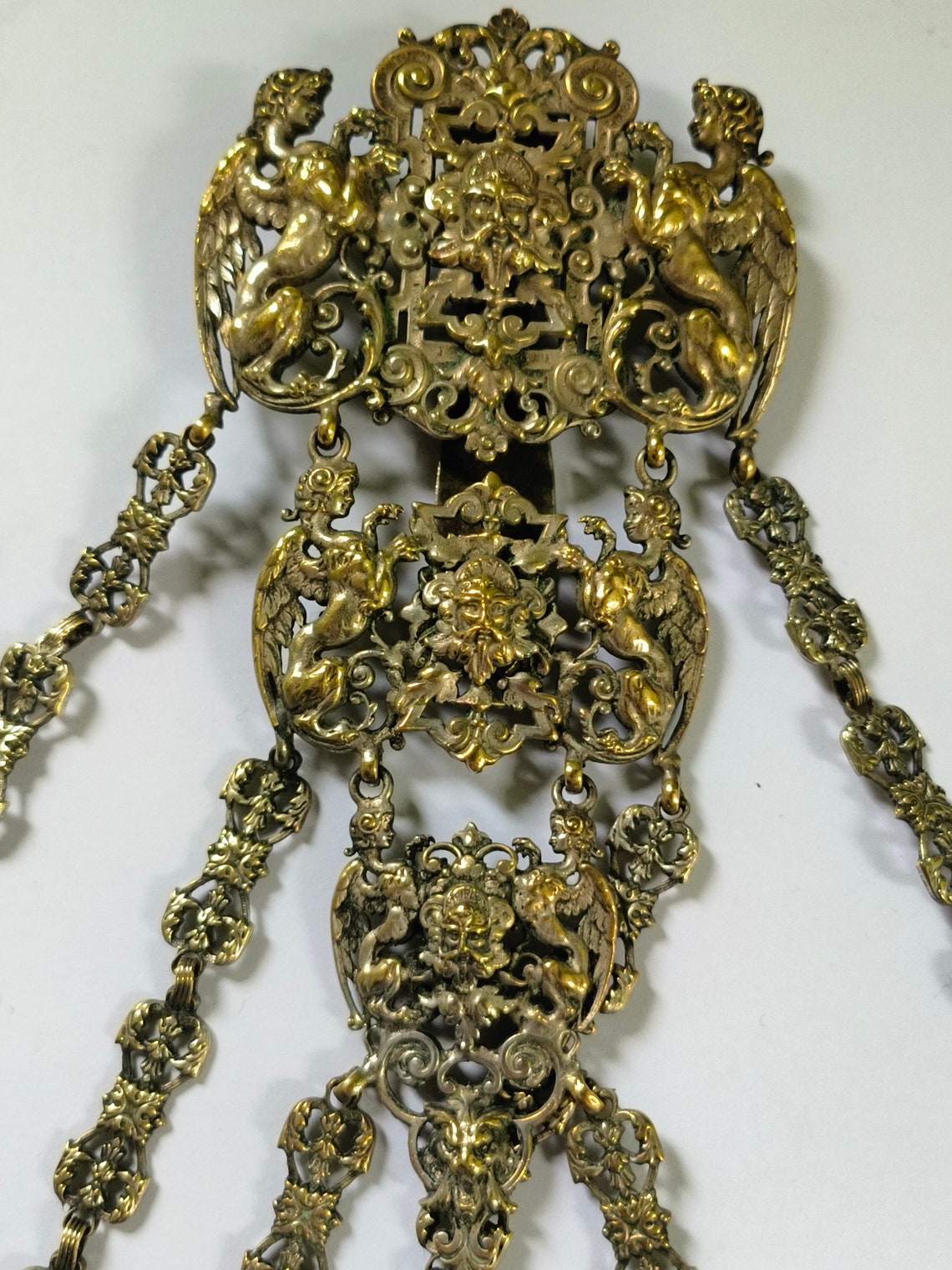 Antique Victorian Silver Plated Chelaine With 7 Attachments Including ...