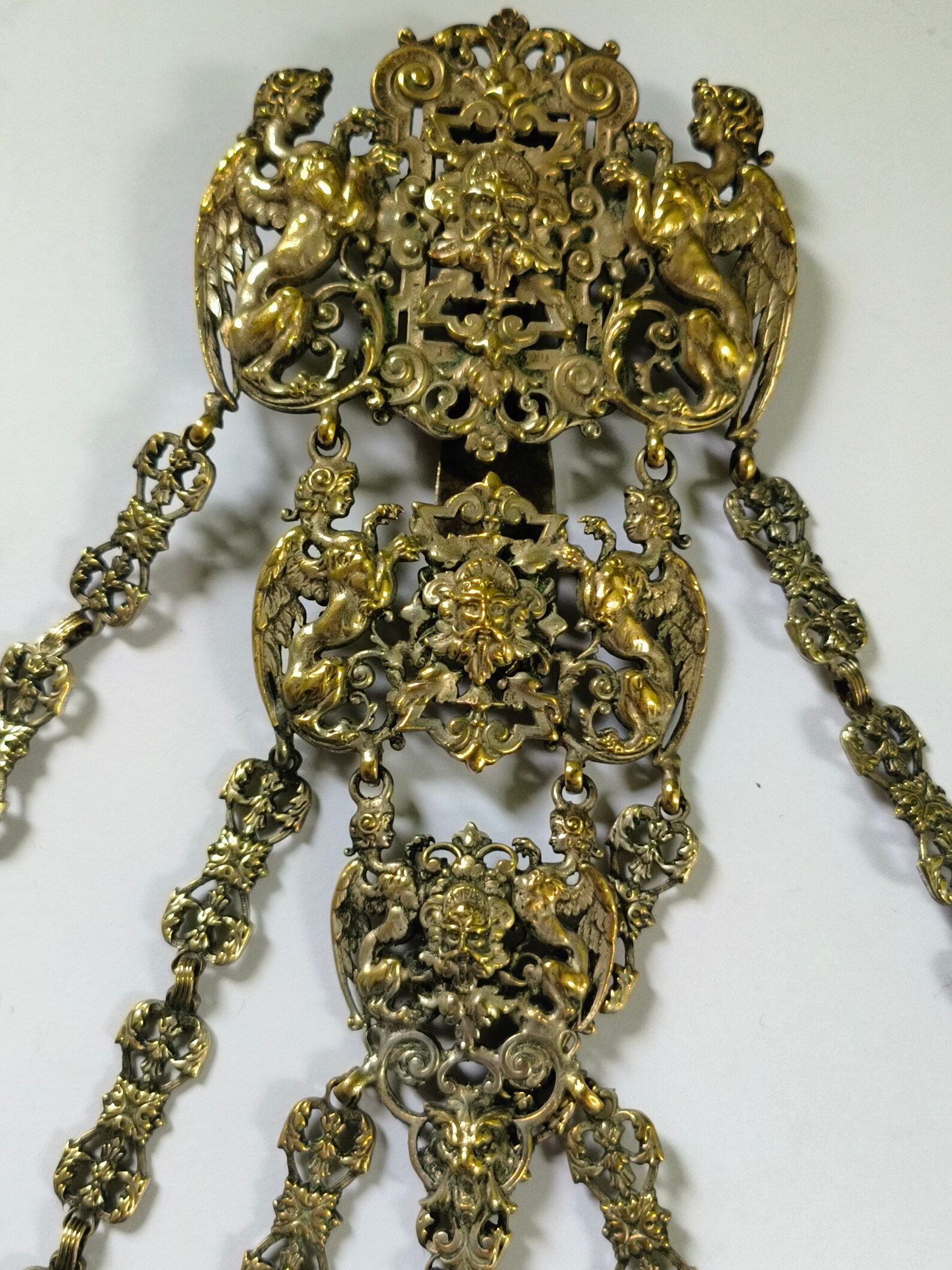 Antique Victorian Silver Plated Chelaine With 7 Attachments Including ...