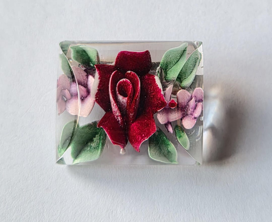 Vintage Reverse Carved Lucite Brooch - Etsy