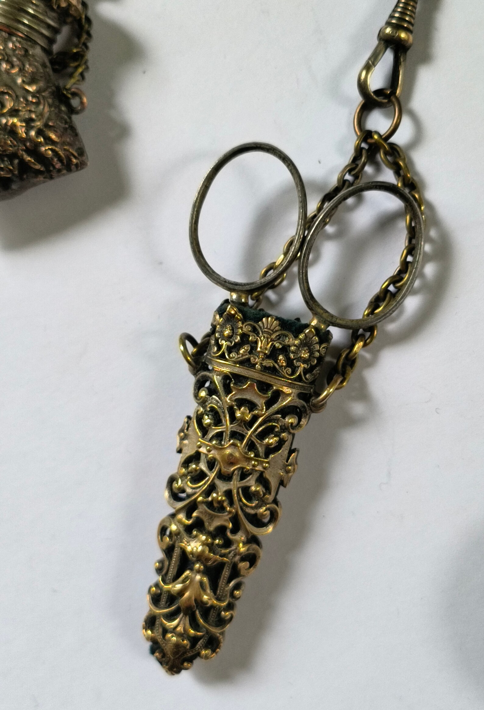 Antique Victorian Silver Plated Chelaine With 7 Attachments Including ...