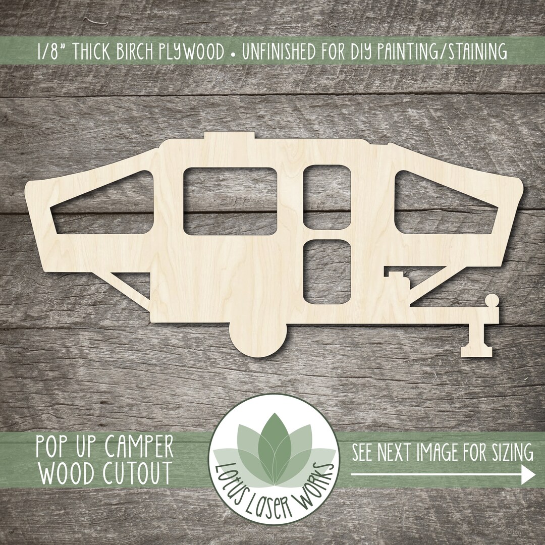 Pop up Camper Wood Cutout, Unfinished Wood Blanks, DIY Craft ...