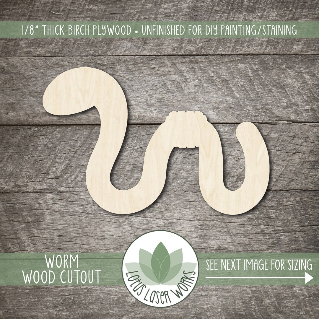 Wood Worm Craft Shape, Unfinished Wood Blanks, Laser Cut Wooden ...