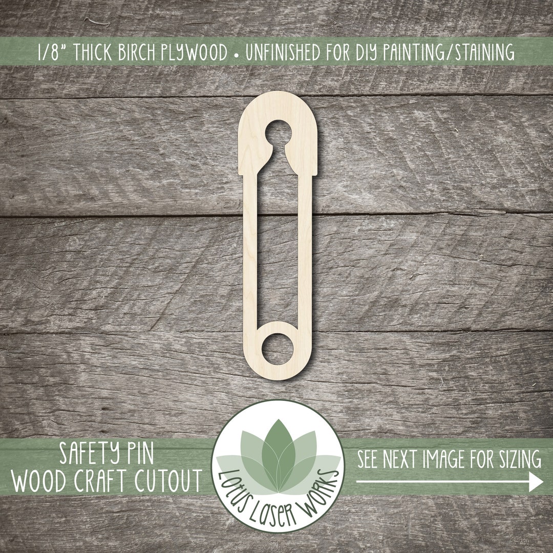 Wood Craft Cutouts, Safety Pin Wood Shape, Unfinished Wooden Painting ...