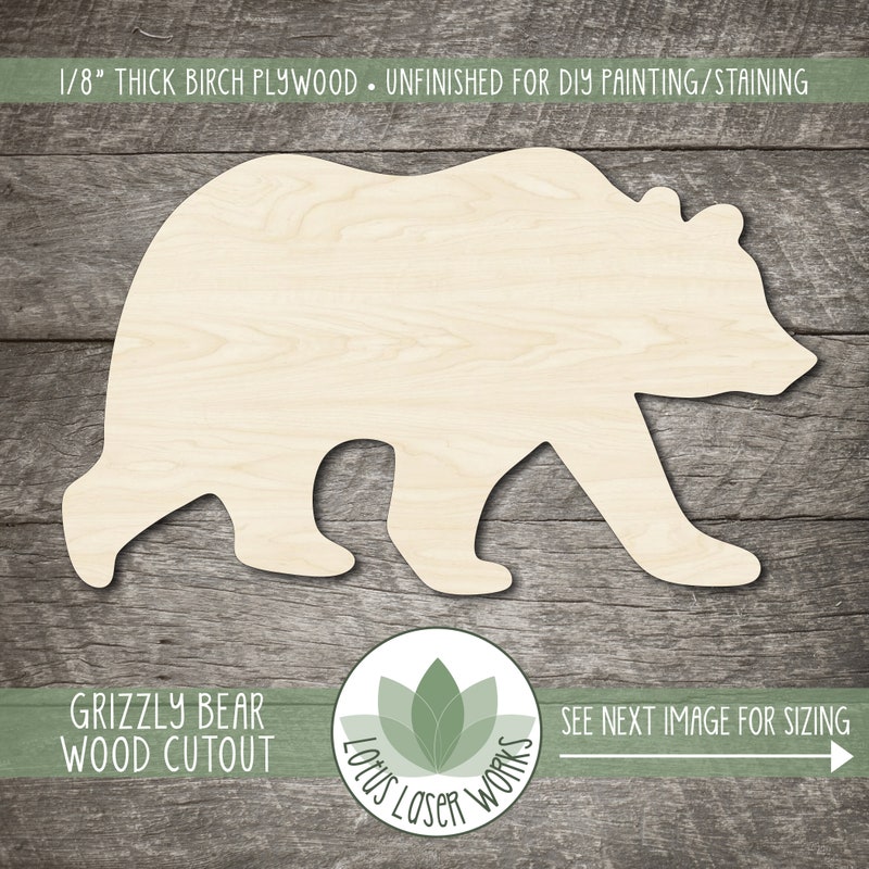 Wood Cut Out Grizzly Bear - Etsy