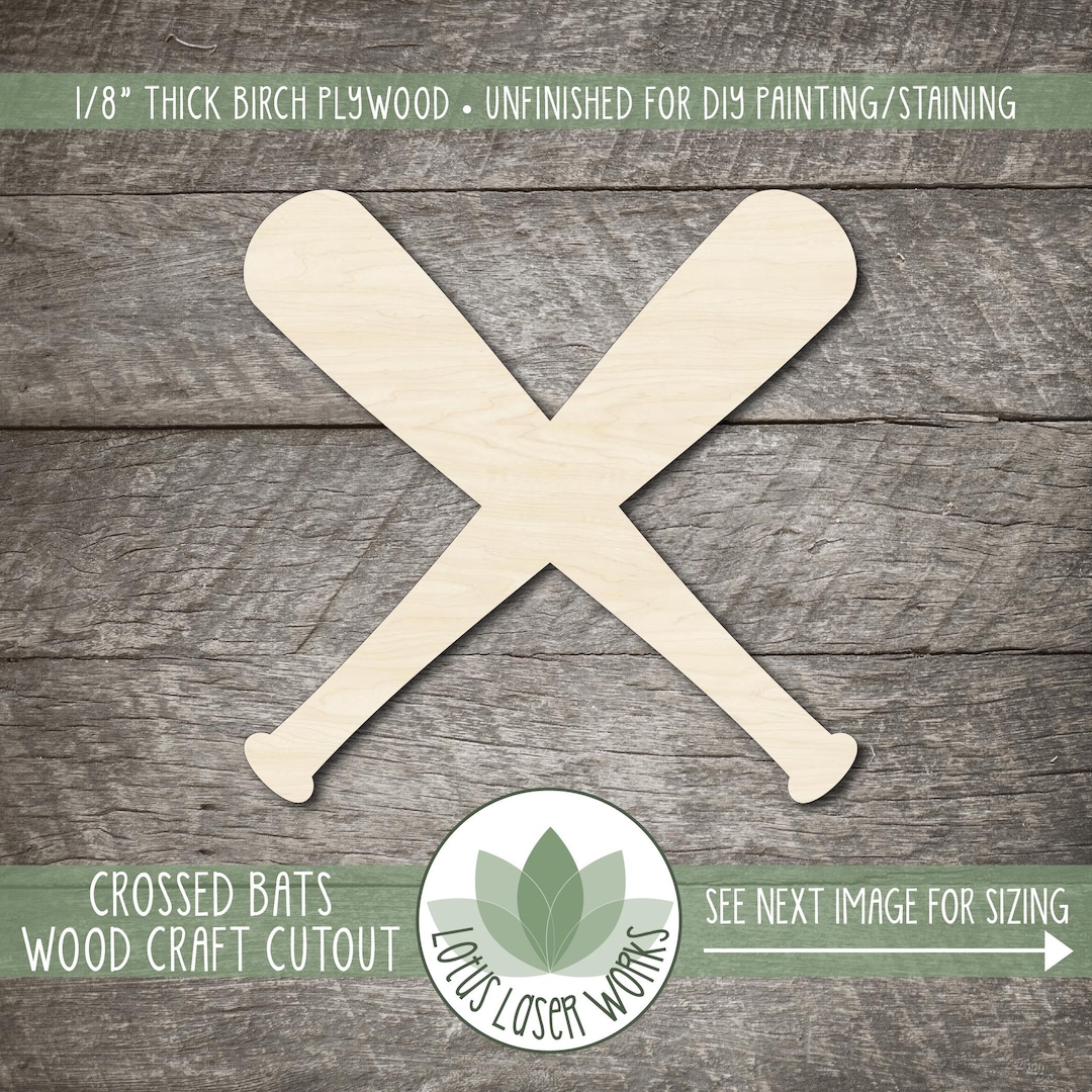 Crossed Baseball Bats Shape: Wood Cutouts for Craft Projects, Softball ...
