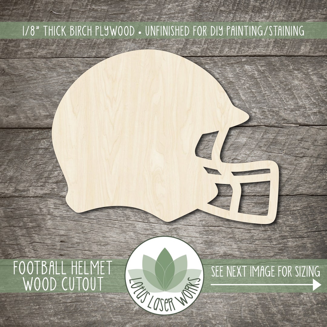 Football Helmet Wood Shape, Wood Craft Supply, Unfinished Wood Blanks ...