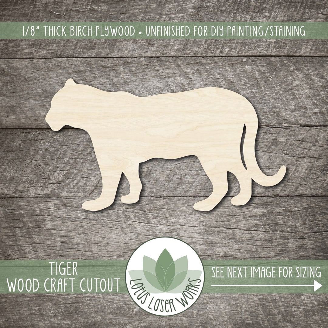 Wood Tiger Shape, Safari Animal Cutouts for DIY Crafts, Painting Blanks ...