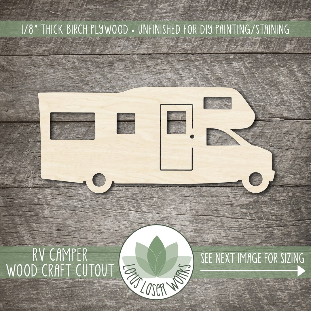 RV Camper Shape: Wood Cutouts for Craft Projects, Laser Cut Painting ...