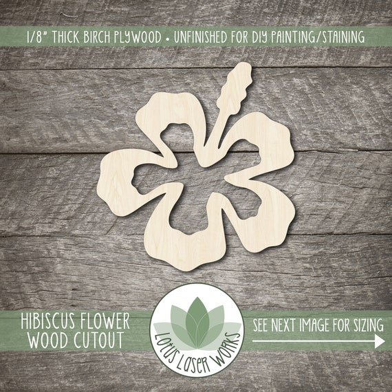 Hibiscus Flower Wood Cutout DIY Craft Embellishment - Etsy