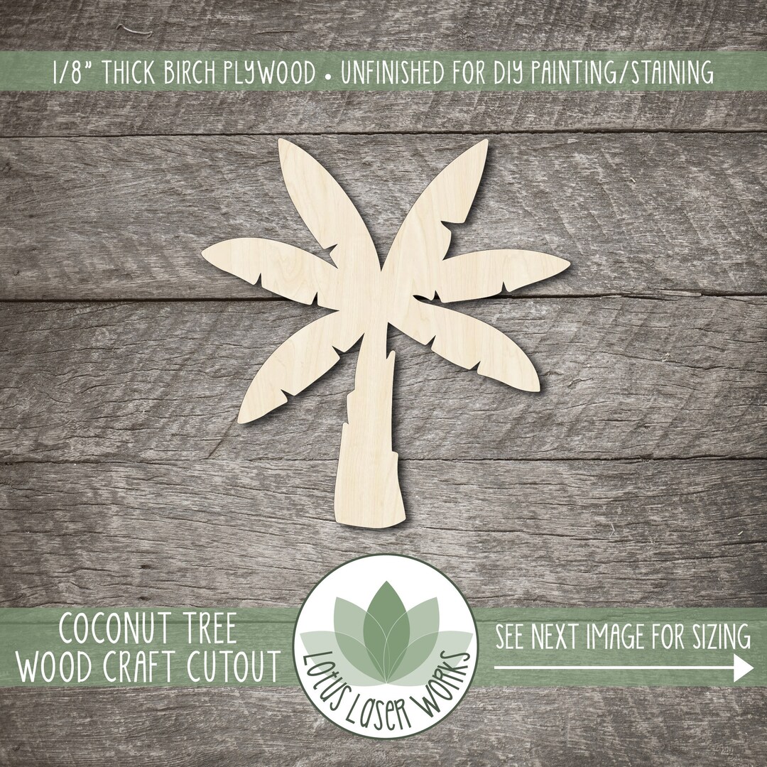 Coconut Tree Wood Cutout, Wooden Painting Blanks, Laser Cut Craft ...