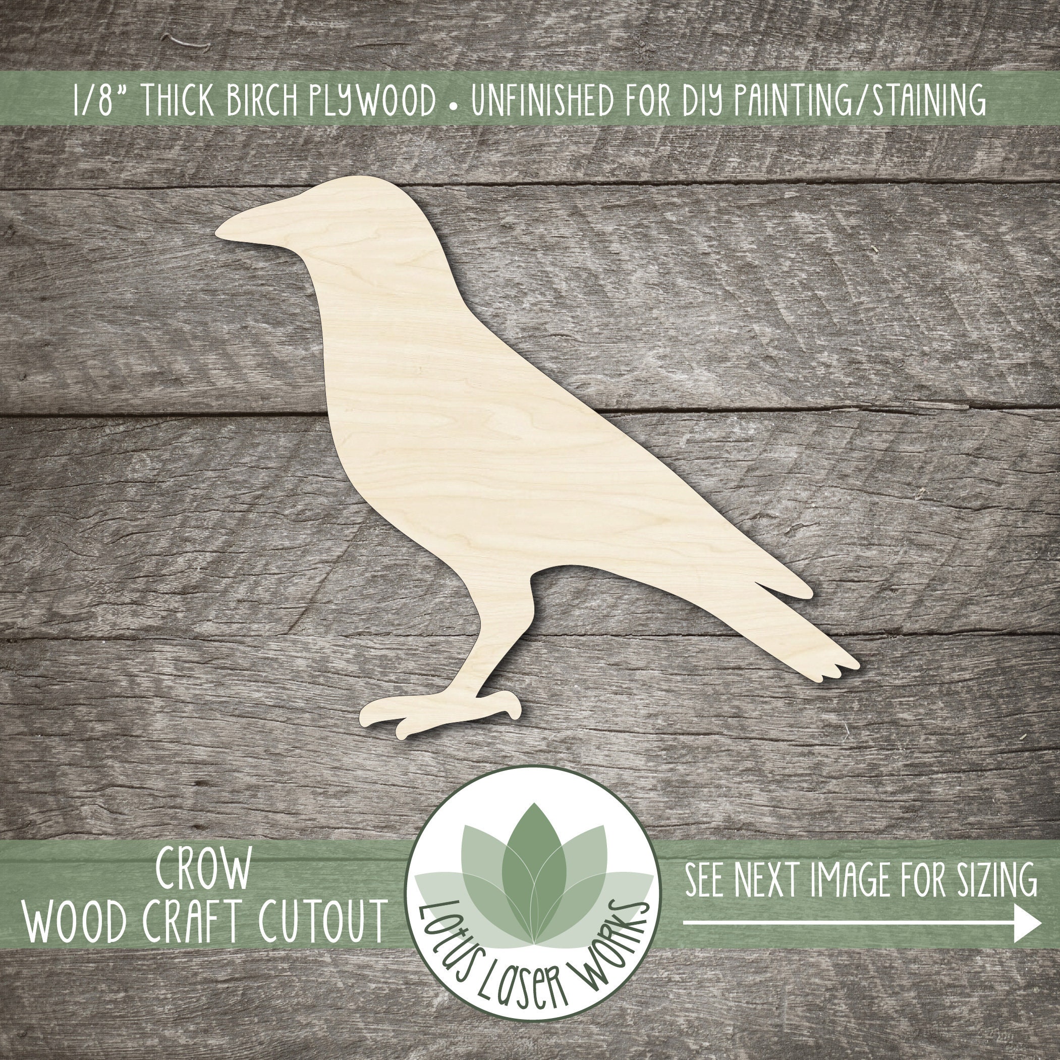 Wood Crow Cutout Laser Cut Bird Craft Shapes Unfinished - Etsy