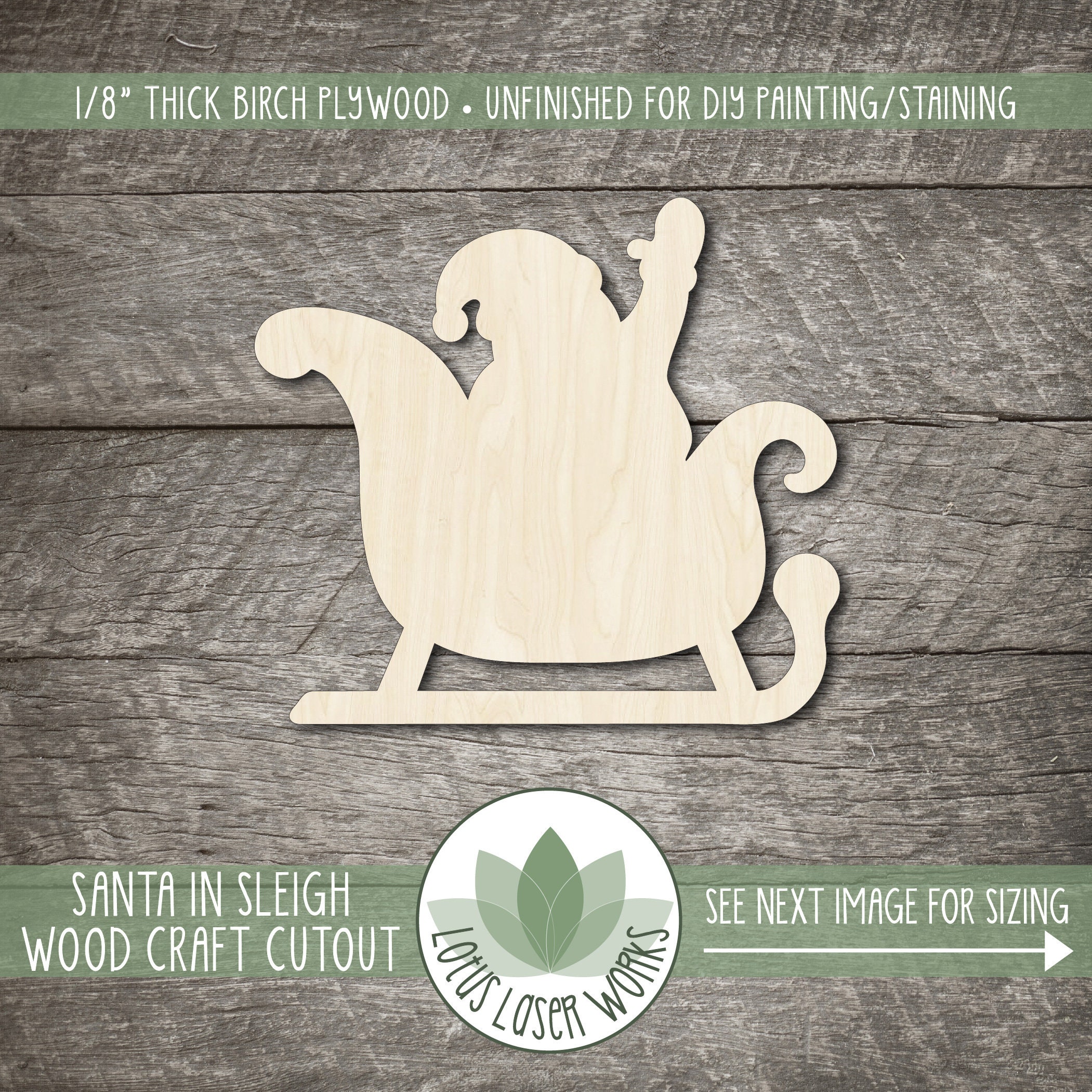 Wood Santa in Sleigh Shape Laser Cut Wooden Blanks - Etsy