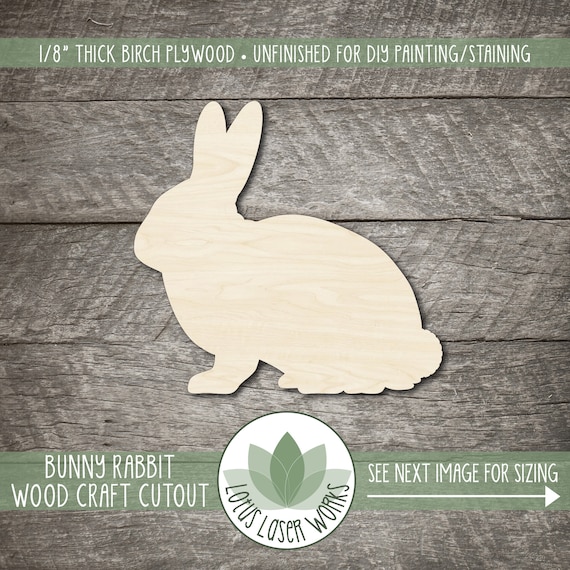 Rabbit Wood Cutout Wooden Animal Shapes Laser Cut Craft - Etsy