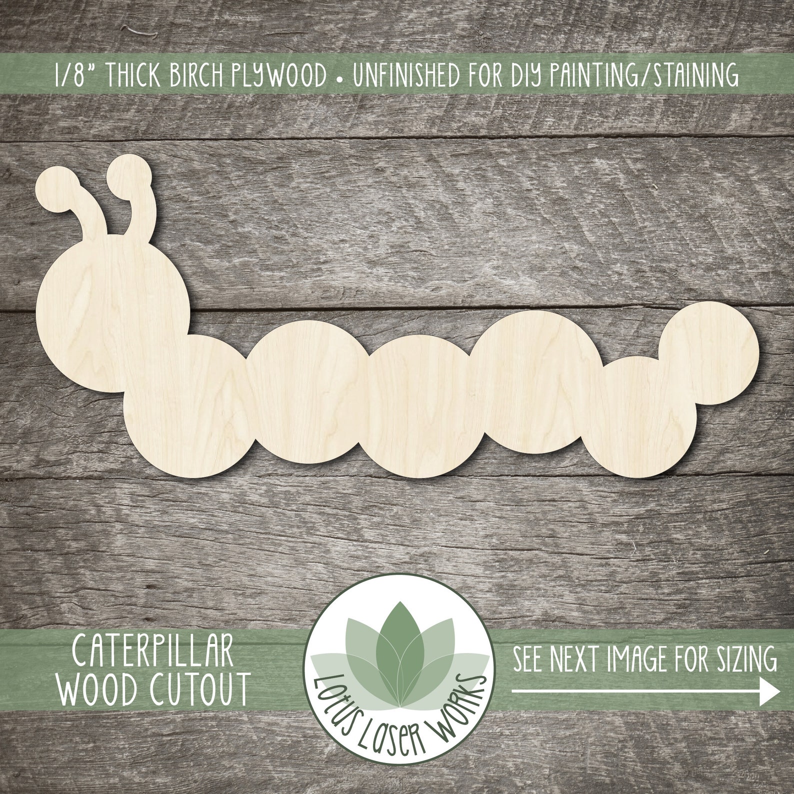 Caterpillar Wood Cutout Unfinished Wood Blanks Laser Cut - Etsy