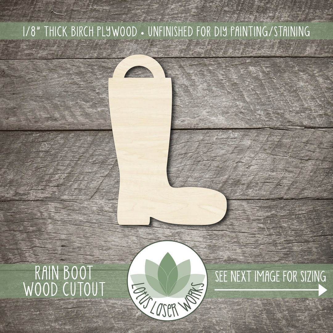 Rain Boot, Wood Shapes, Laser Cut Blanks, Unfinished Wooden Craft ...