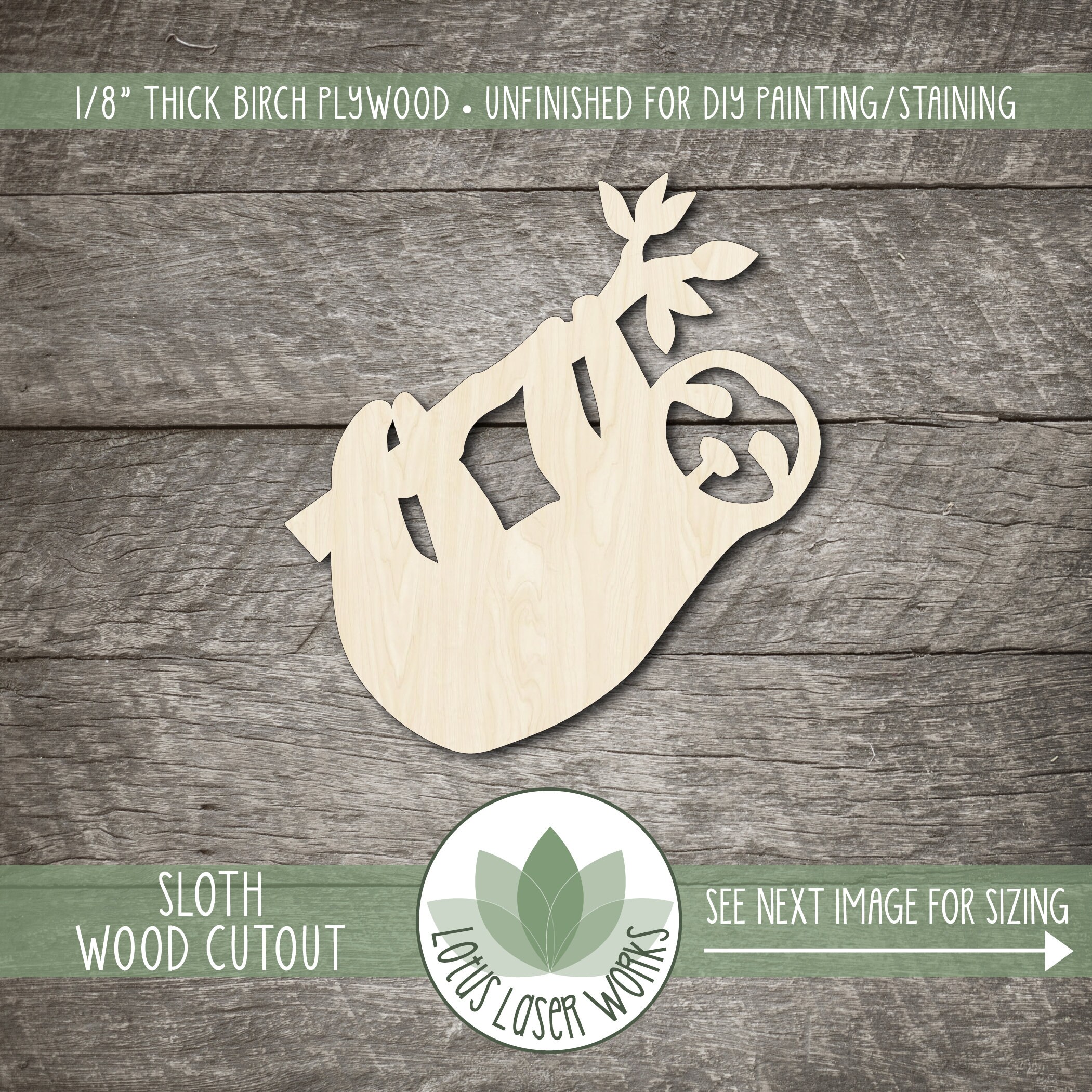 Wood Sloth Cutout Blank Wood Craft Embellishments Wooden | Etsy