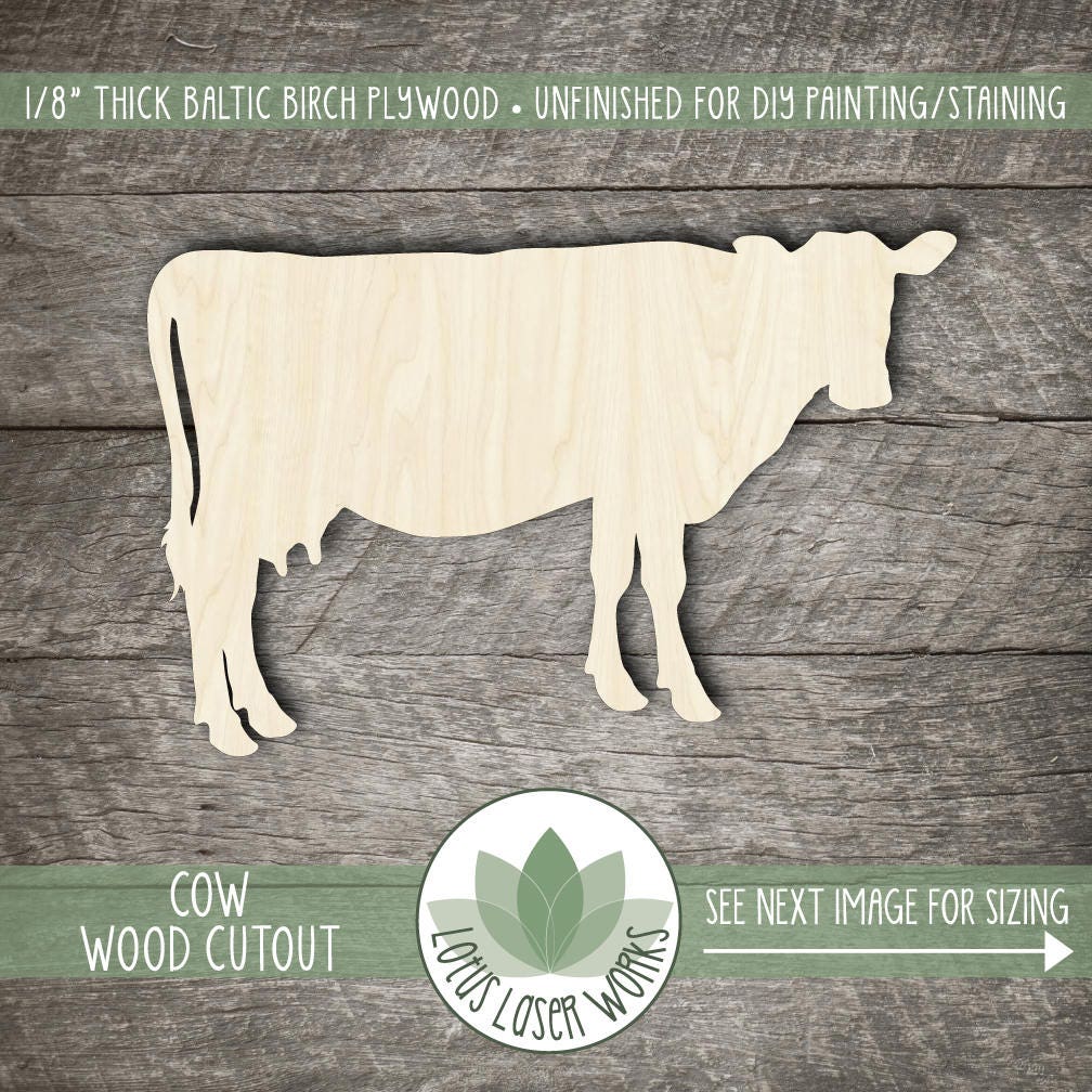 Wood Cow Cutout Laser Cut Cow Shape Unfinished For DIY | Etsy