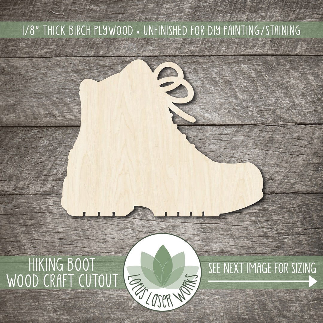 Wood Hiking Boot Shape, Adventure Themed Cutout for Craft Projects and ...