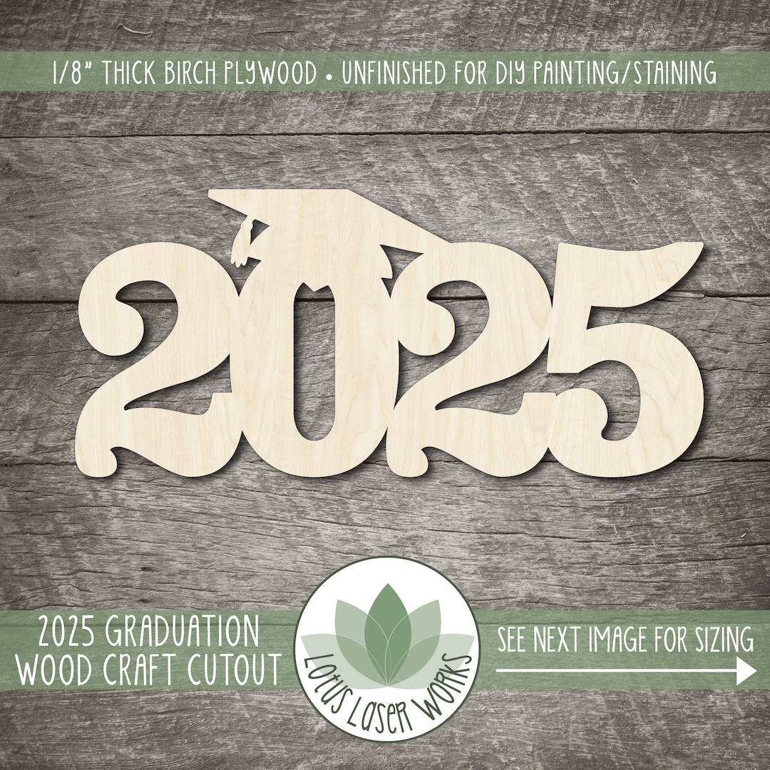 2025 Wood Graduation Cutout - Wooden Grad Party Decor - Senior Photo ...