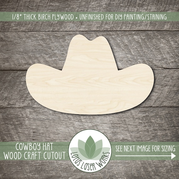 Wood Cowboy Hat Cutout Laser Cut Craft Blanks Unfinished - Etsy