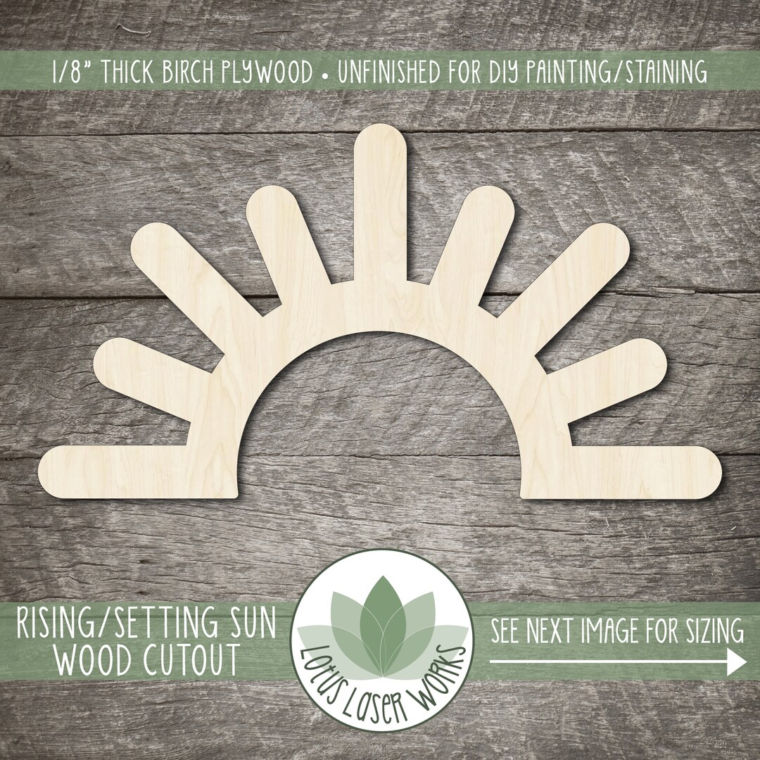 Rising Sun Wooden Shape, DIY Craft Embellishment, Unfinished Wood ...