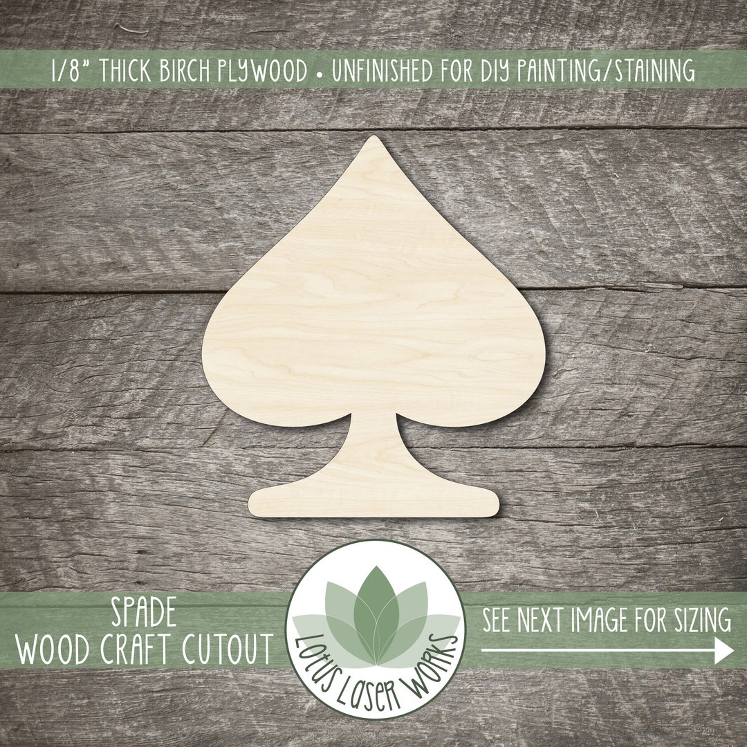 Spade Playing Card Wood Shape, Unfinished Wooden Blanks, Laser Cut ...