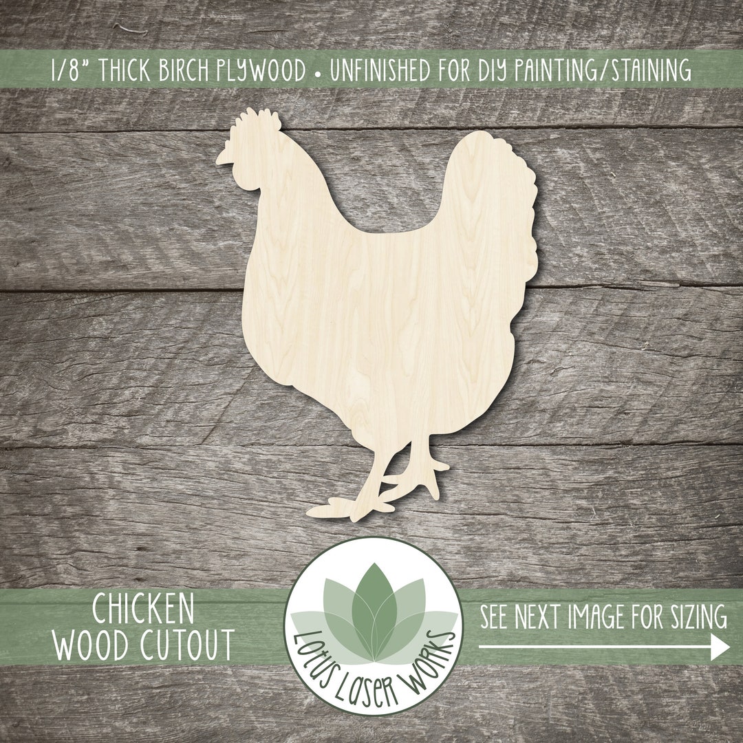 Wood Chicken Cutout, Blank Wood Craft Embellishments, Wooden Chicken ...