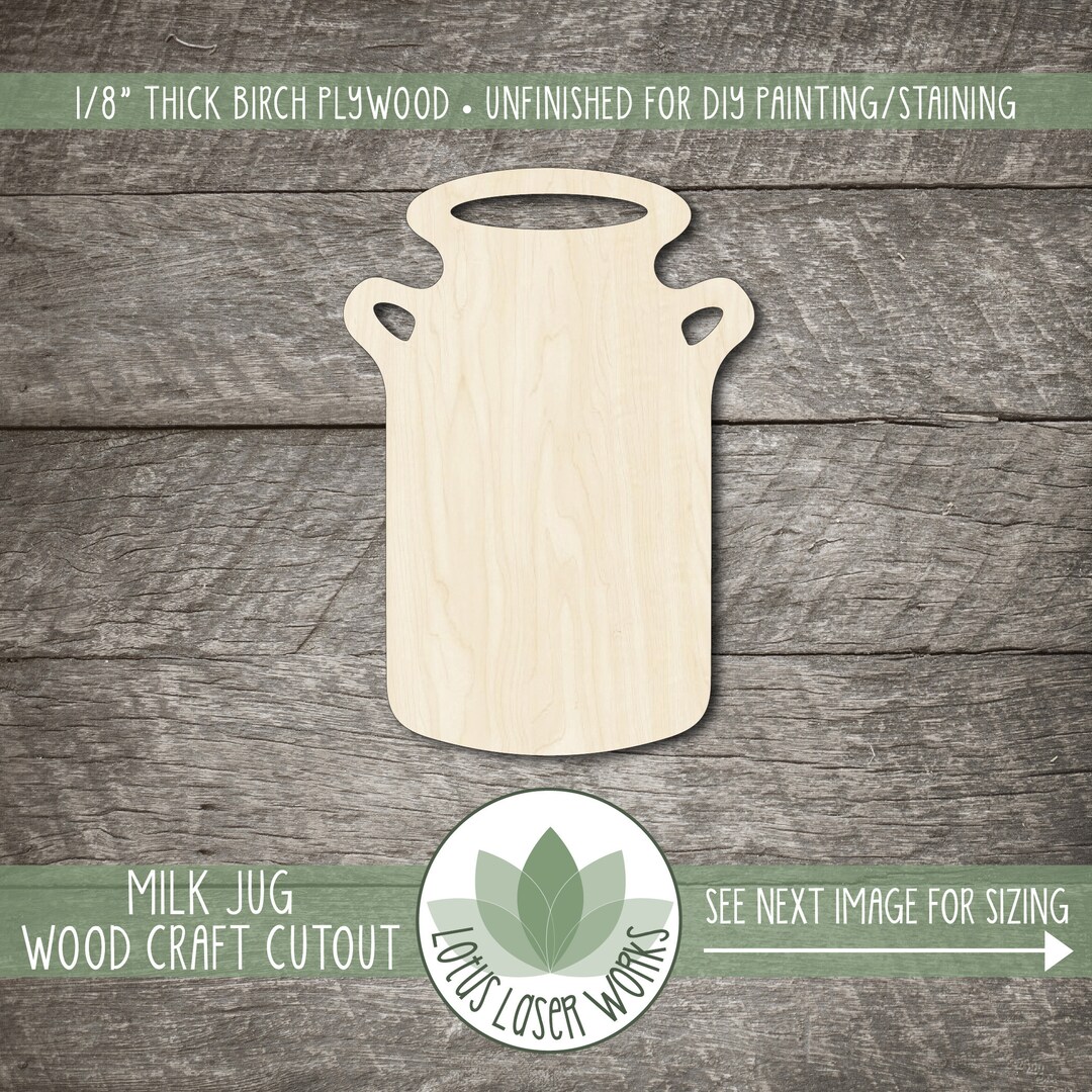 Milk Jug Wood Cutout, Unfinished Wooden Craft Blanks, Laser Cut Shapes ...