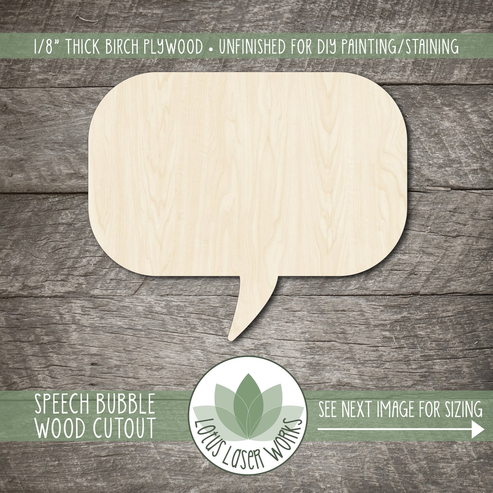 Speech Bubble Wood Craft Cutout, Unfinished Wood Blanks, DIY Craft ...