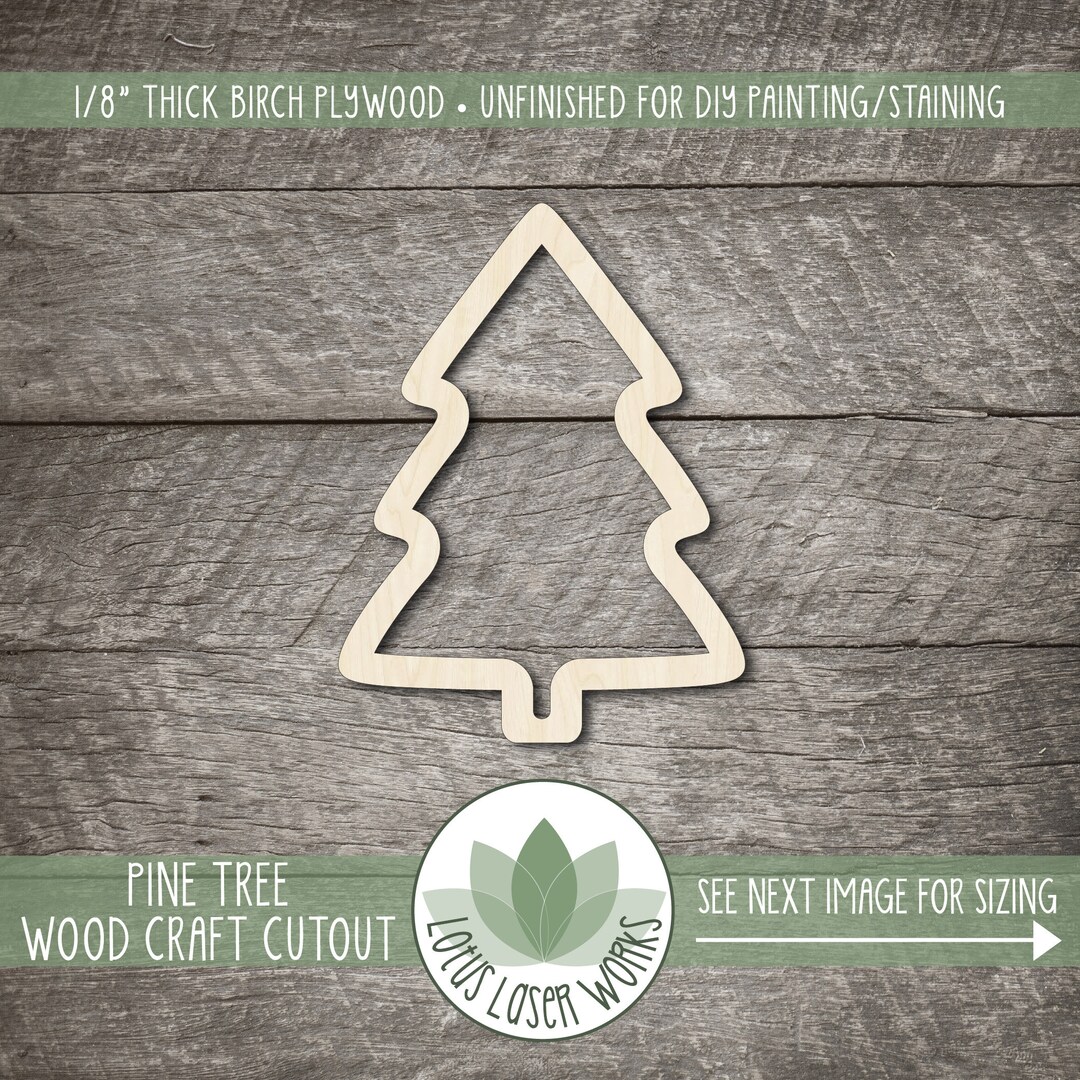 Wood Pine Tree Cutout, Unfinished Wood Blanks, Wood Craft Supplies ...