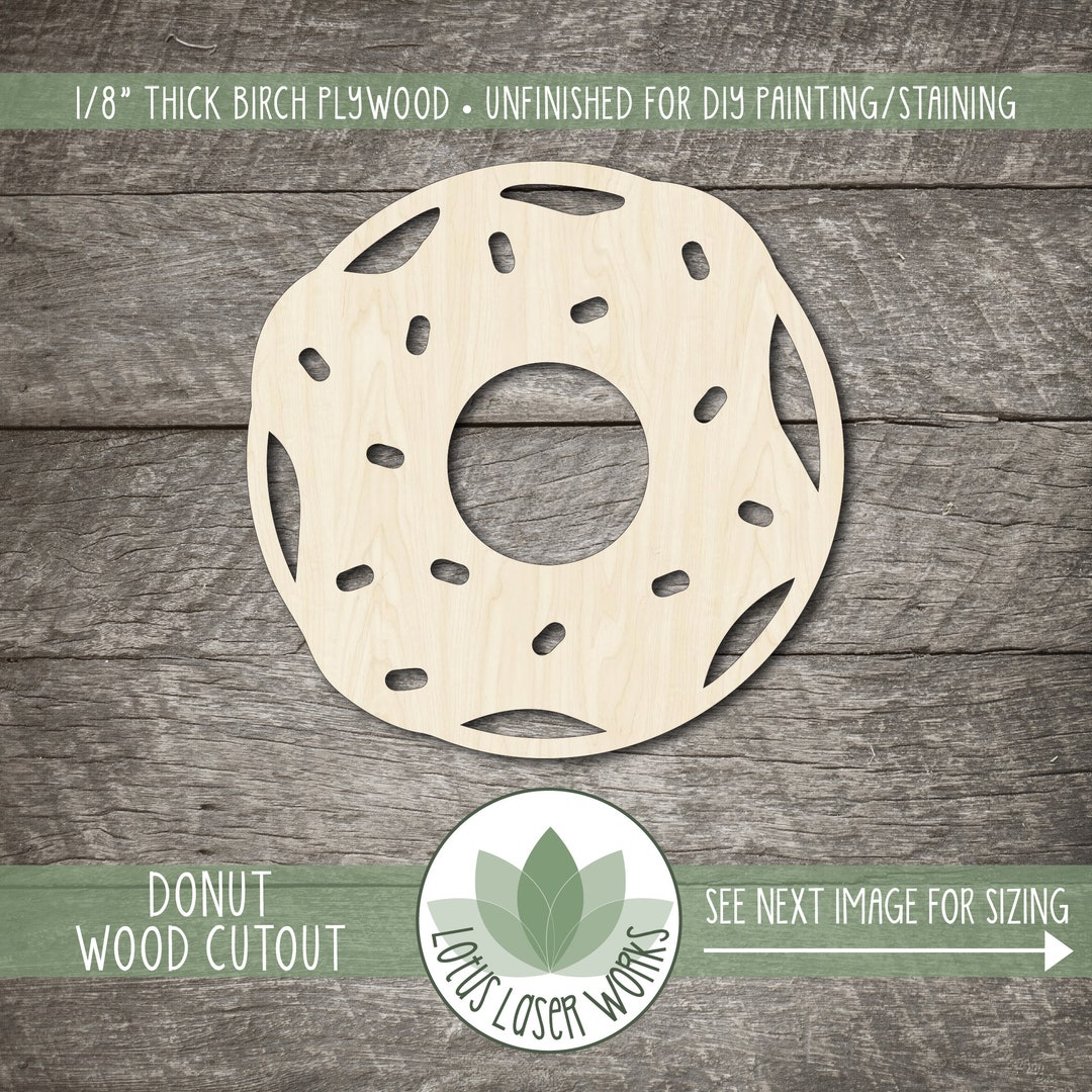 Wood Sprinkle Donut Cutout, Unfinished Wooden Craft Blanks, Laser Cut ...