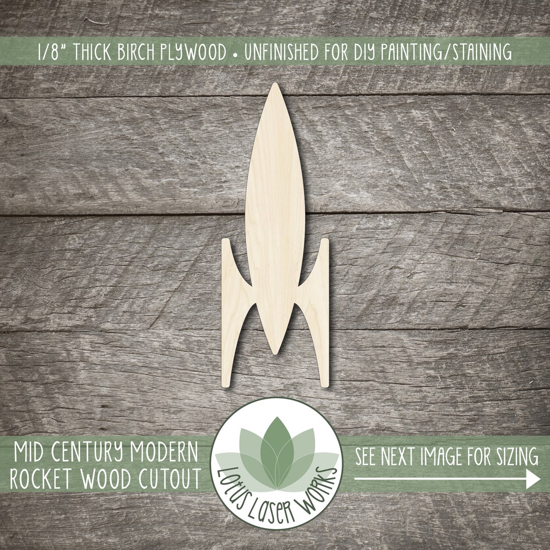 Rocket Ship Wood Shape - Outer Space Crafting Cutouts - Unfinished ...