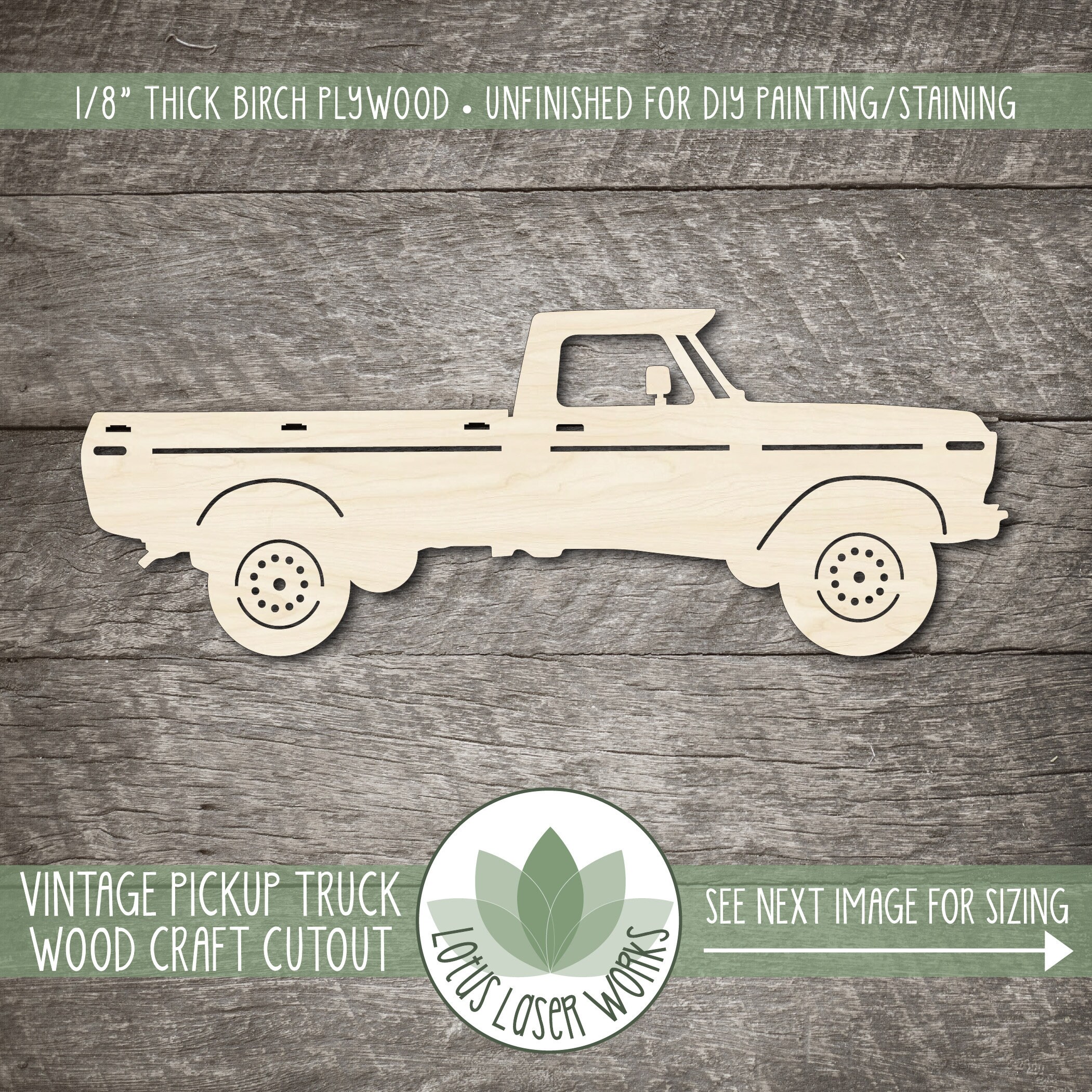 Pickup Truck Wood Cutout, Unfinished Wood Craft Blanks, Laser Cut ...